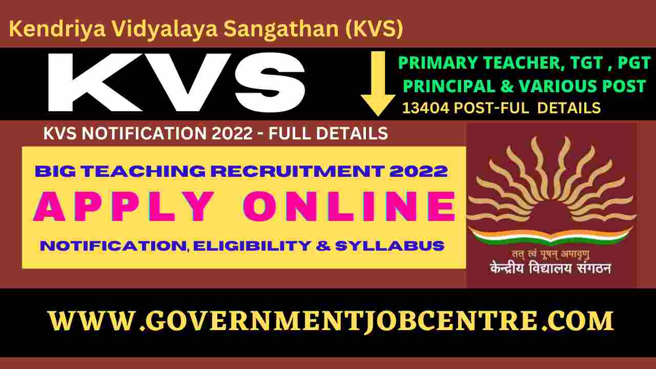 Kvs Prt Tgt Pgt Recruitment 2022 13404 Post Apply Now