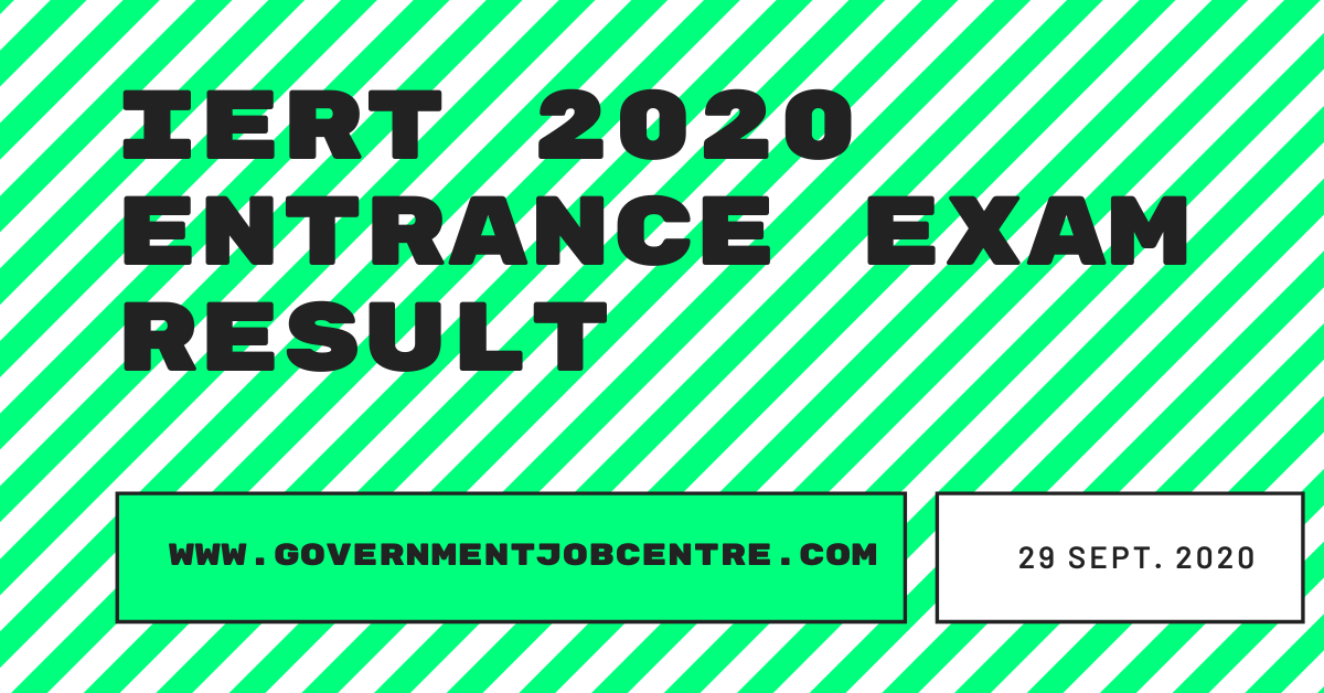 IERT 2020 Entrance Exam Result